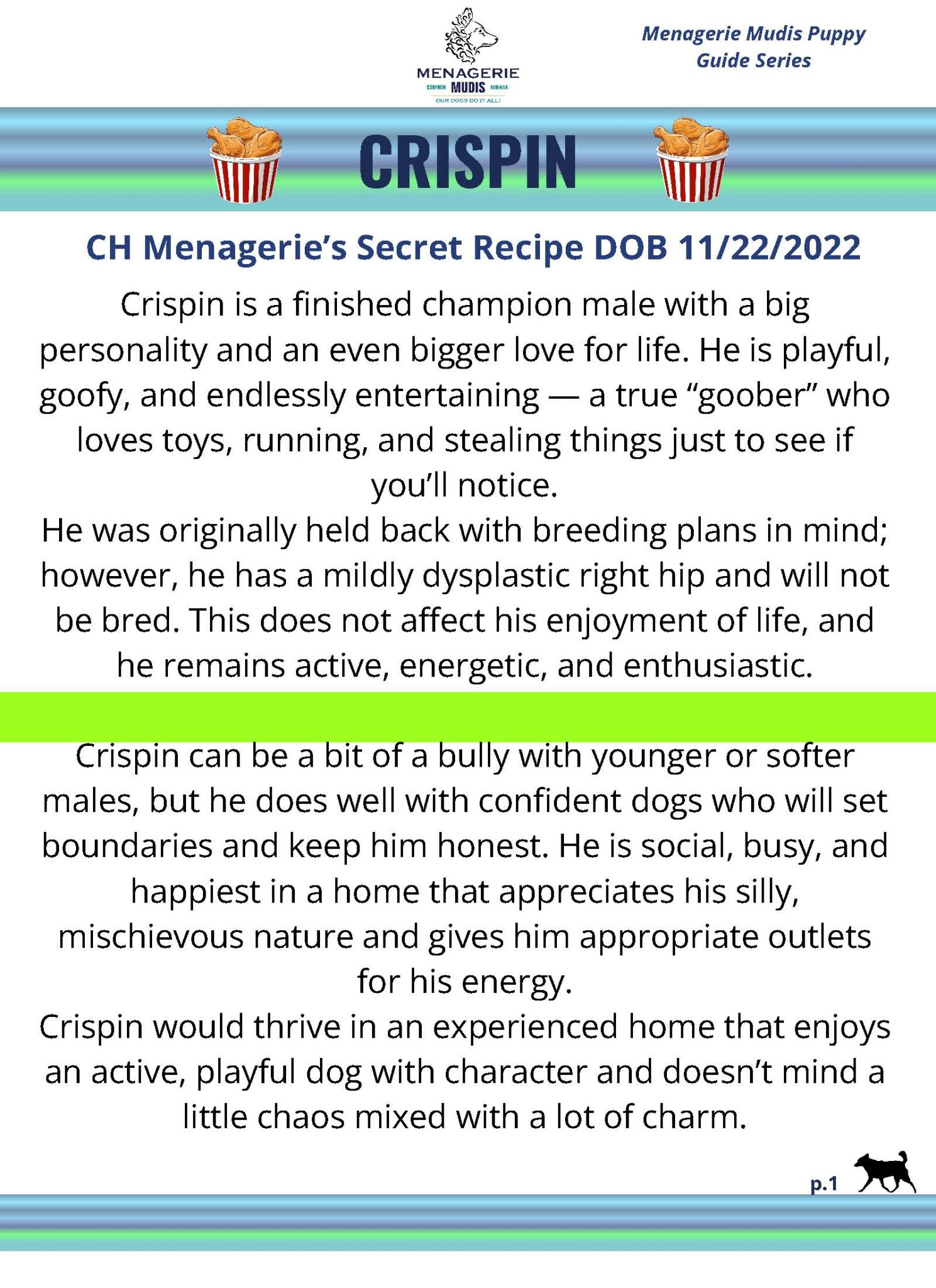 “Crispin” CH Menagerie Secret Recipe – Available for Placement ...